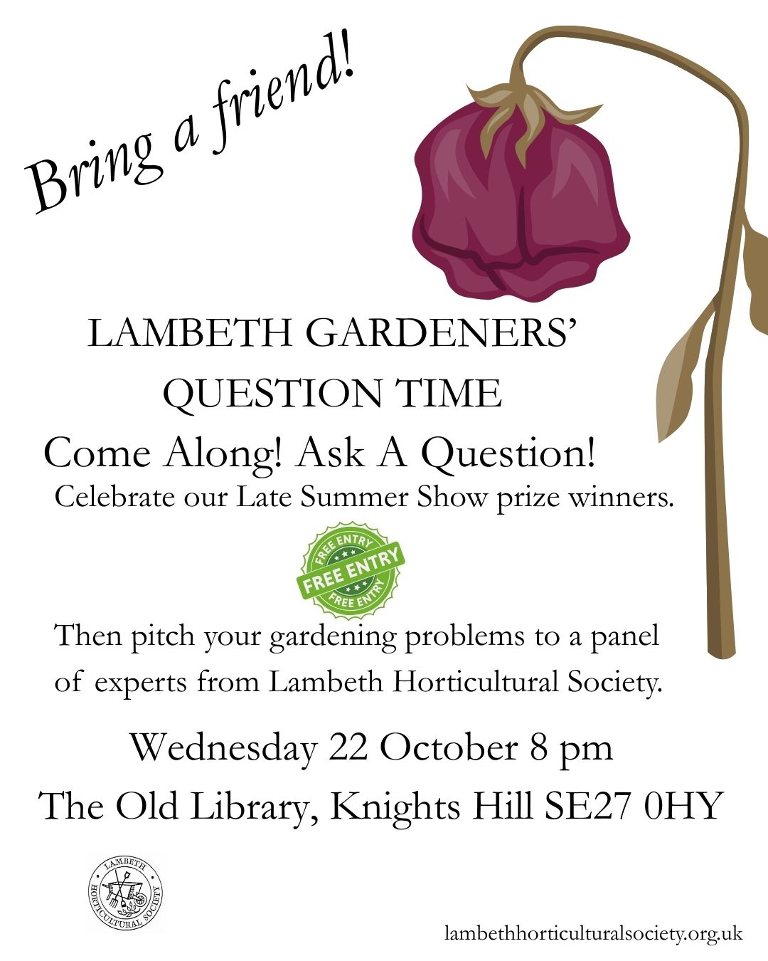 WEDNESDAY 26 OCTOBER: PRIZES + GARDENERS QUESTION TIME! – Lambeth ...